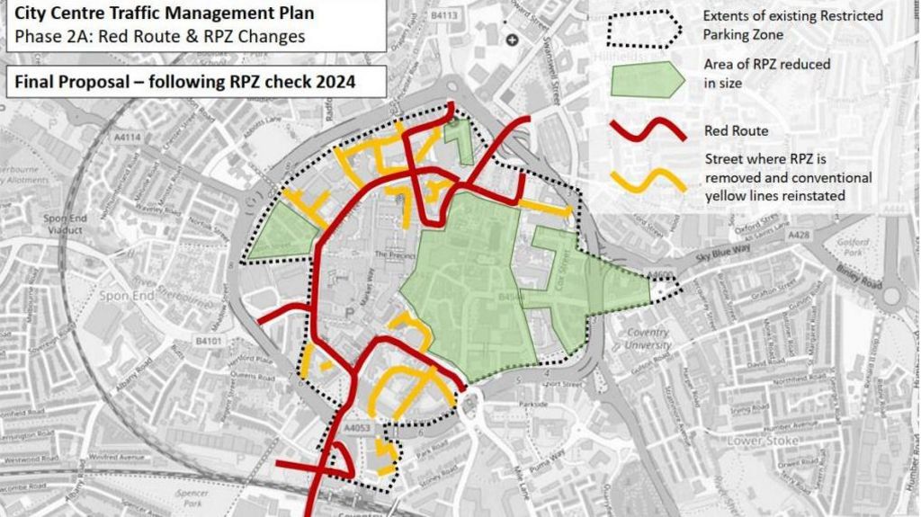 Coventry red route which bans stopping gets green light - BBC News