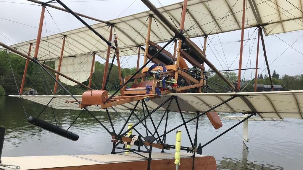 Replica of UK's first seaplane Waterbird returns for rare Windermere ...