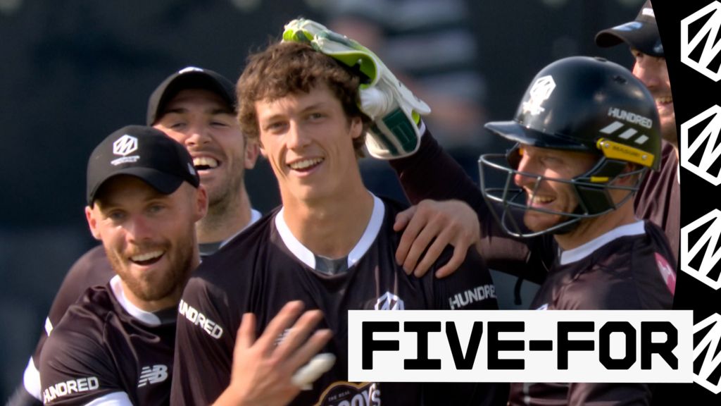 The Hundred 2023: Manchester Originals' Calvin Harrison bowls Callum ...