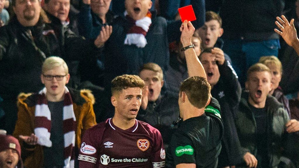 Watch: Hearts' Jamie Brandon sent off against Celtic - BBC Sport