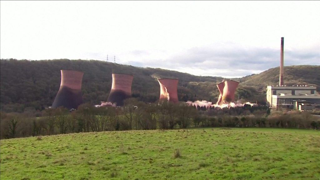 Power station's cooling towers demolished in controlled explosions ...