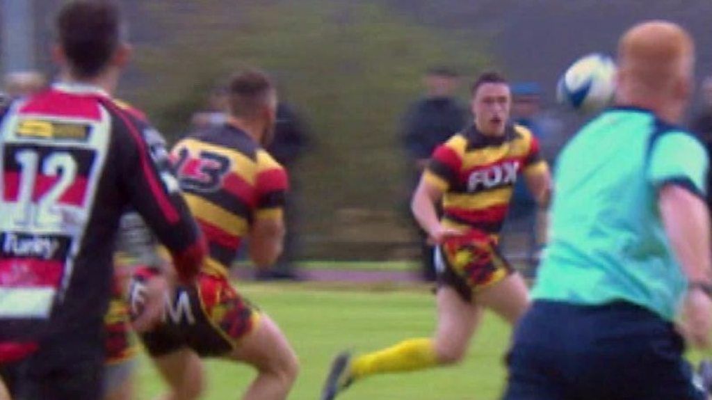 Garin Jenkins joins Scrum V's visit to Brynmawr v Brecon - BBC Sport