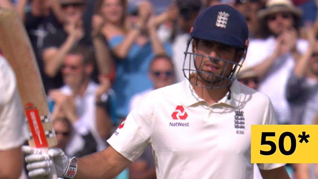 England v India: Alastair Cook reaches half-century in his final Test ...