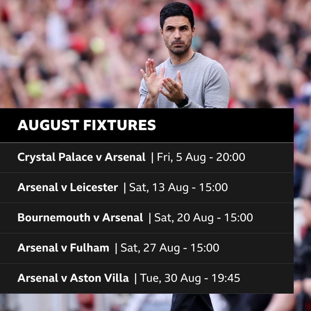 Arsenal's fixtures for August - BBC Sport
