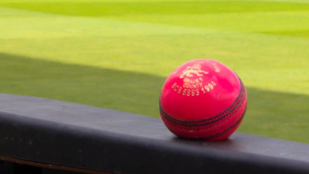 Solent sandbank cricket match adopts pink ball - BBC News