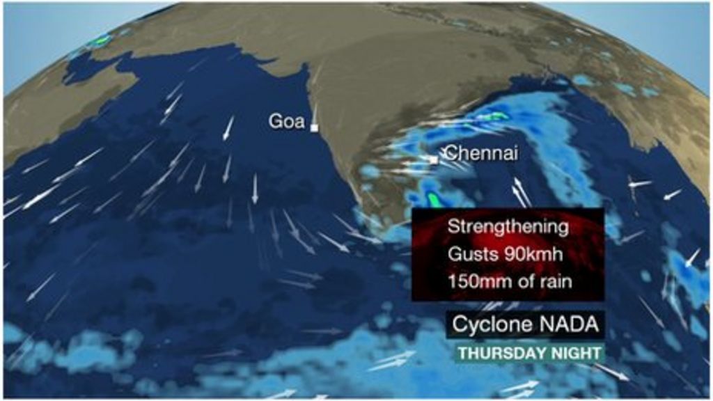 Cyclone Nada approaches Chennai - BBC Weather