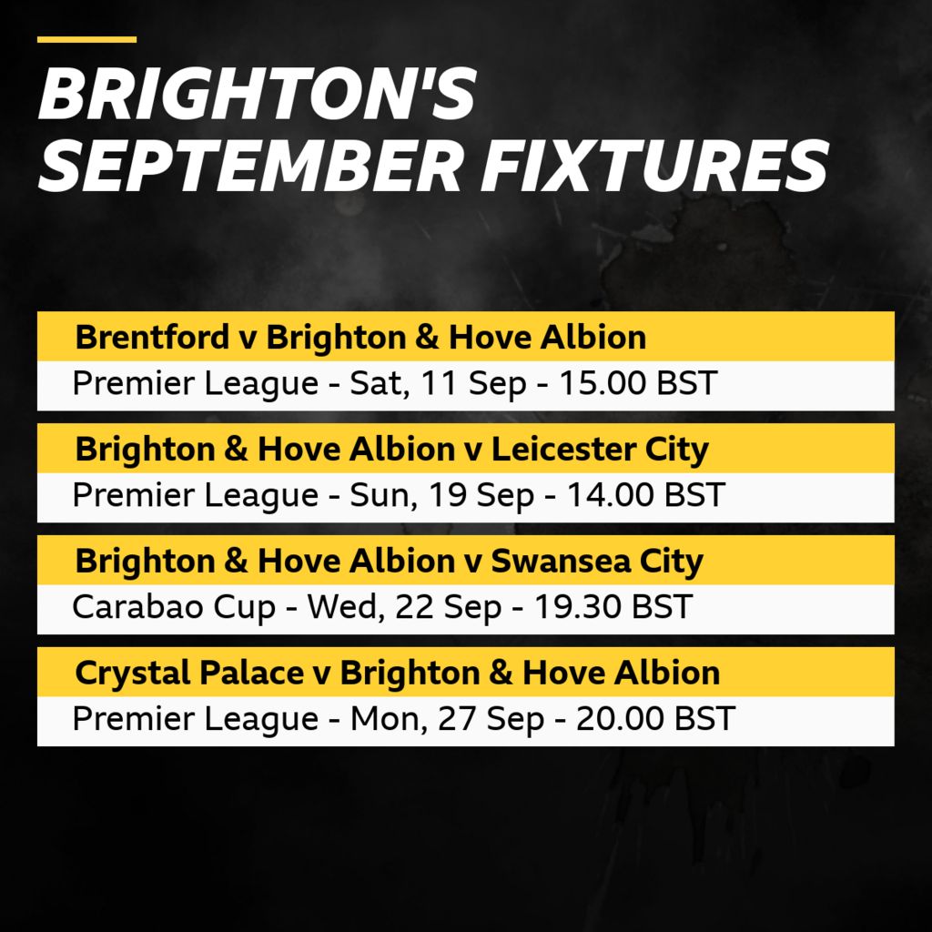 Brighton's September fixtures - BBC Sport