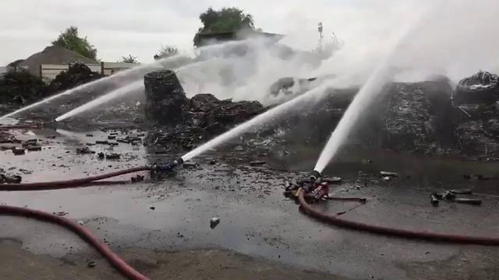 Plastics fire continues at South Yorkshire recycling centre - BBC News
