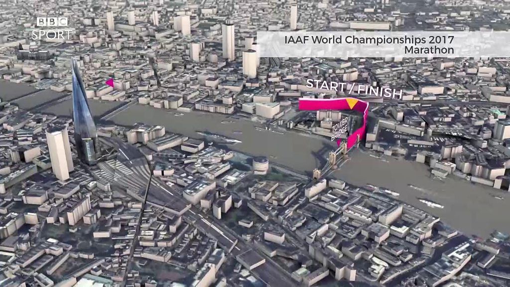 World Athletics 2017: See the marathon route through London - BBC Sport