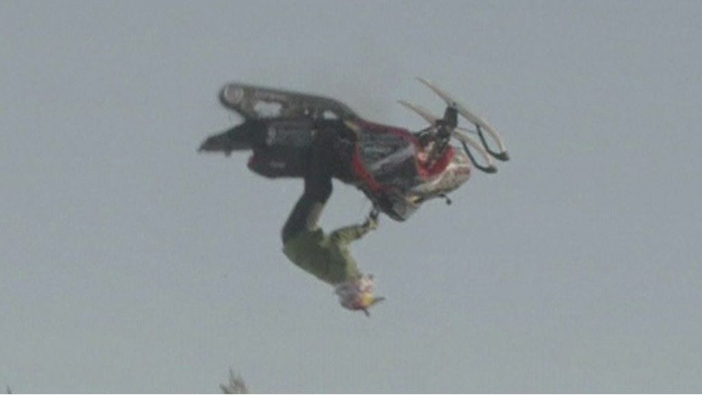 Wow! Watch the first EVER snowmobile double backflip - BBC Newsround