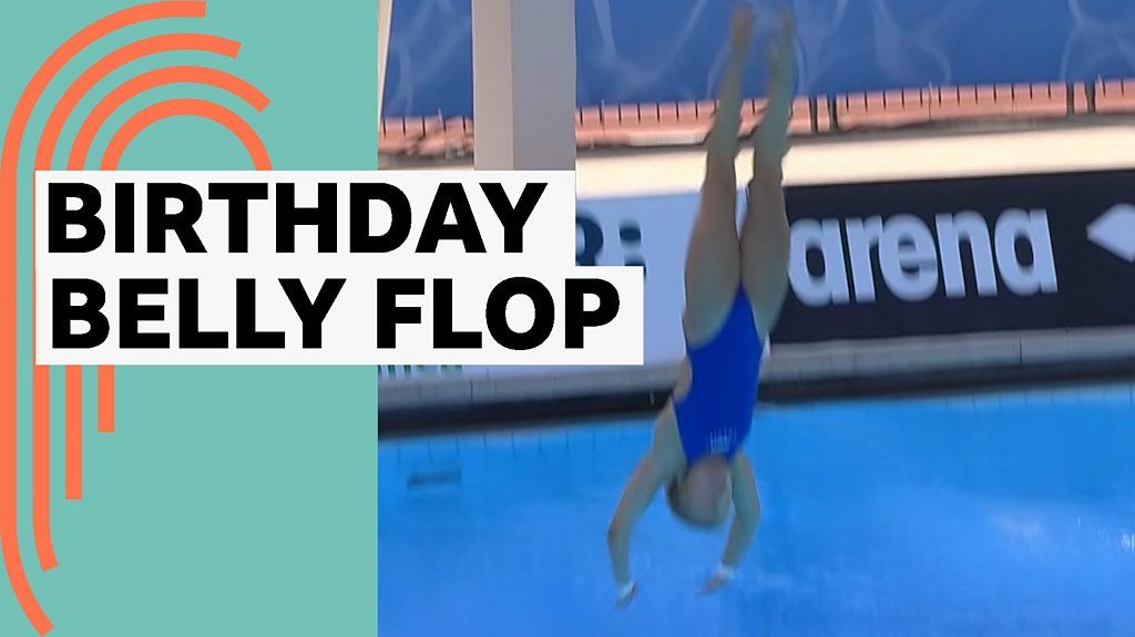 European Aquatics Championships: Diver Elma Lund performs belly flop on ...