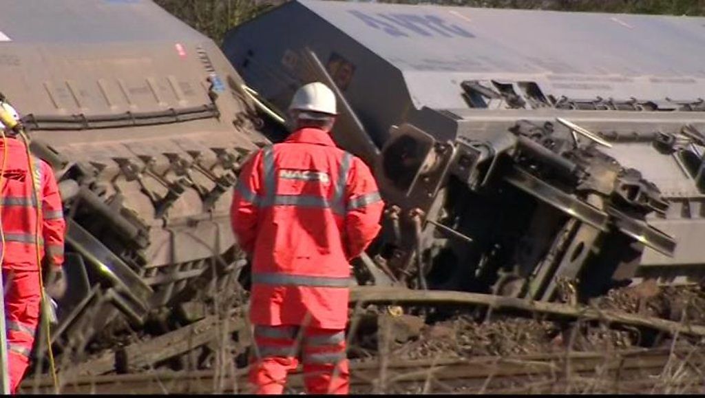 Freight train derailed 'near new track section' - BBC News