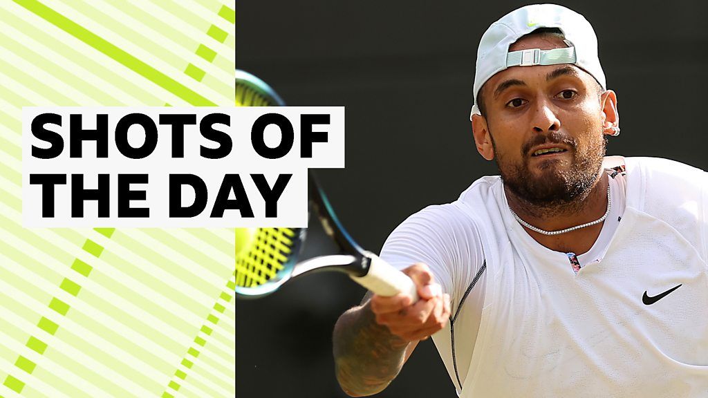 Wimbledon: Nick Kyrgios hits shot of day 10 - BBC Sport