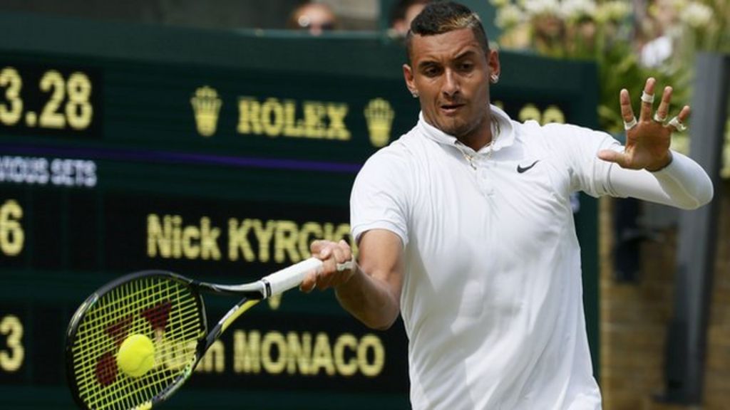 Wimbledon 2015: Nick Kyrgios hits fast forehand return - BBC Sport