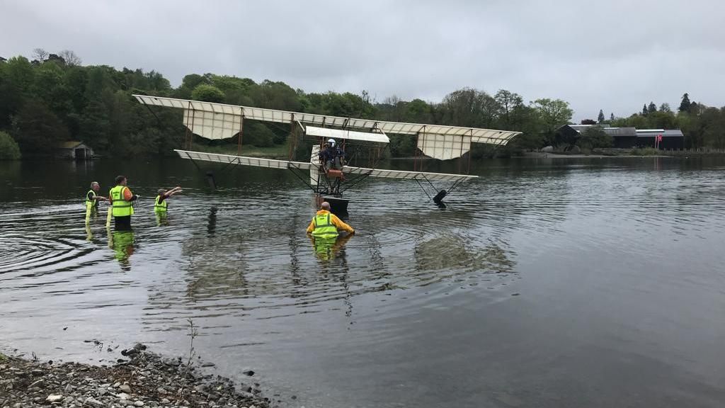 Replica of UK's first seaplane Waterbird returns for rare Windermere ...