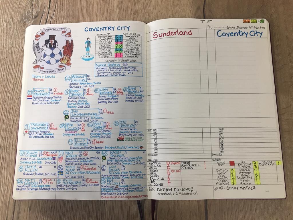 Nick Barnes's commentary book for Sunderland AFC v Coventry City - BBC ...