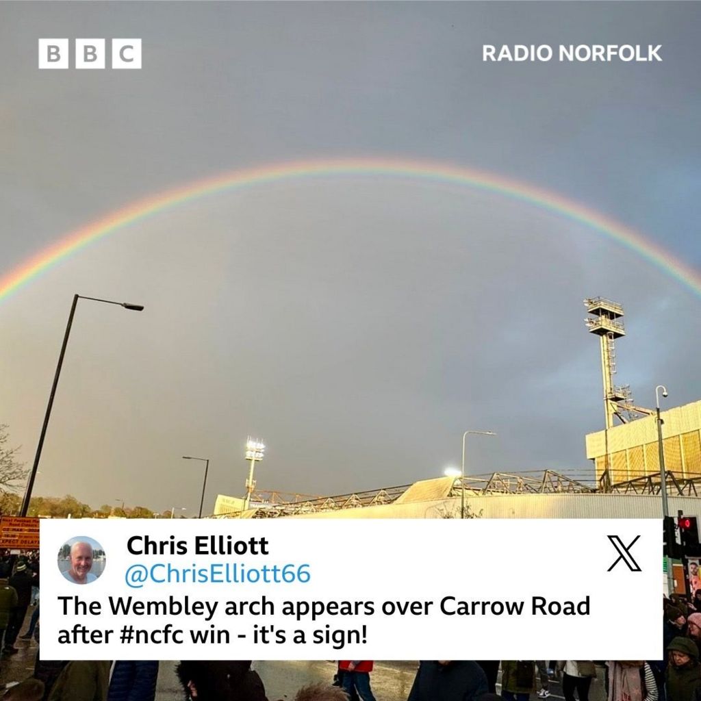 Rainbow over Norwich City’s Carrow Road - BBC Sport