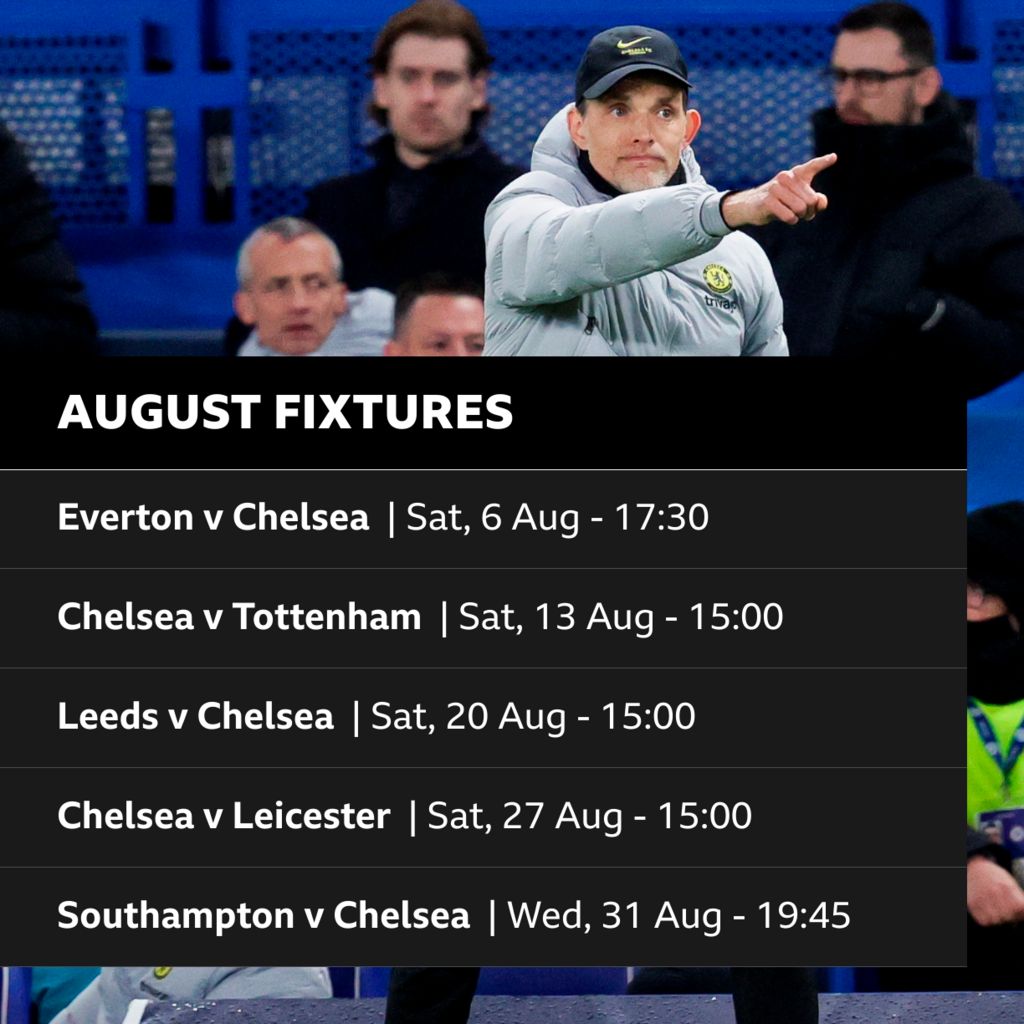 Chelsea's fixtures for August - BBC Sport