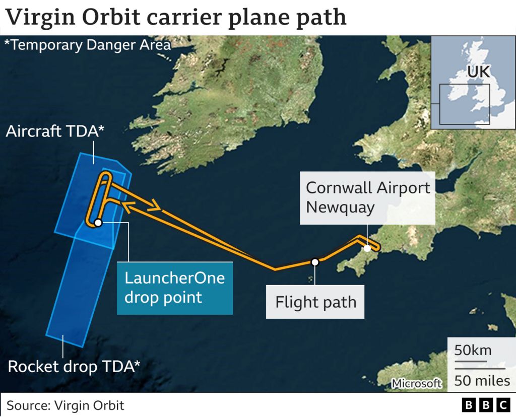 Virgin Orbit: Rocket debris warning to boats off Irish coast - BBC News