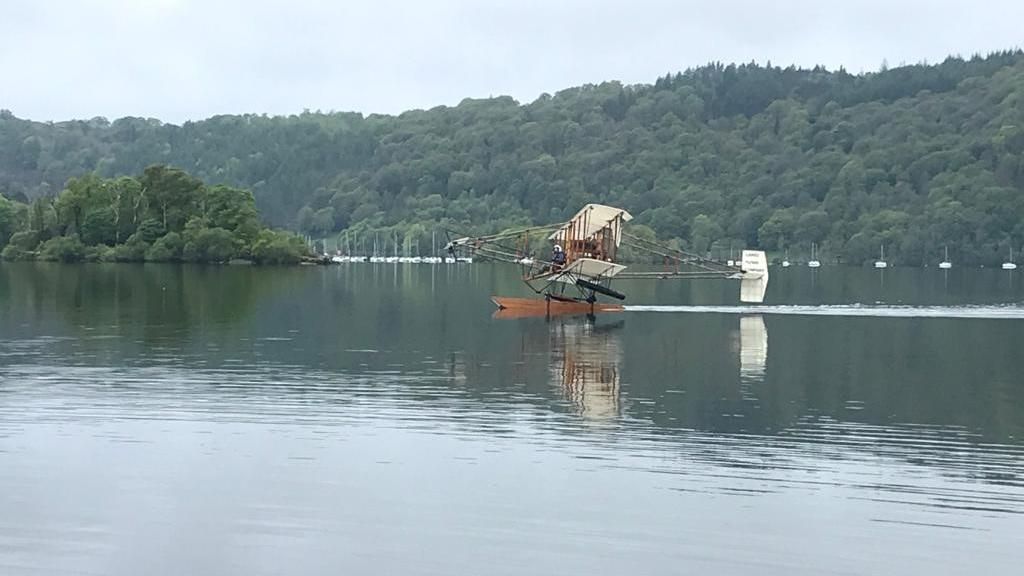 Replica of UK's first seaplane Waterbird returns for rare Windermere ...