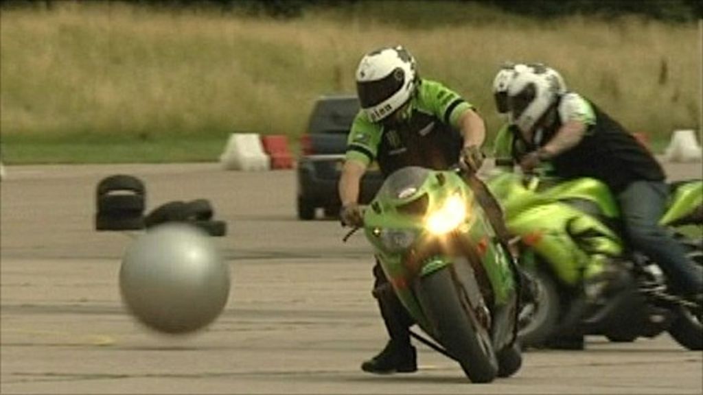 Stuntbike football: Playing football on a motorbike - BBC News