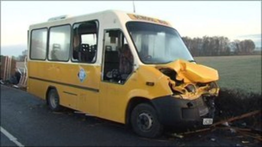 School bus crashes into lorry load in County Fermanagh - BBC News
