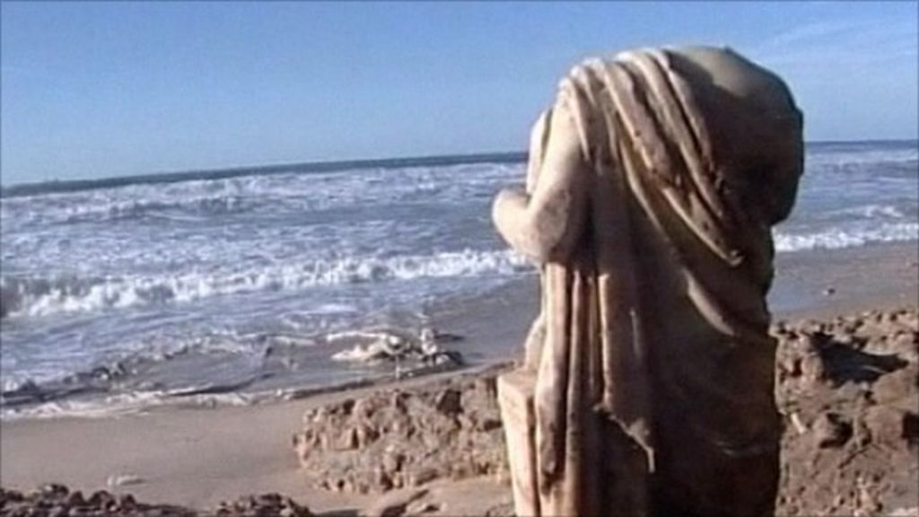 Massive storm unearths ancient marble statue in Israel - BBC News