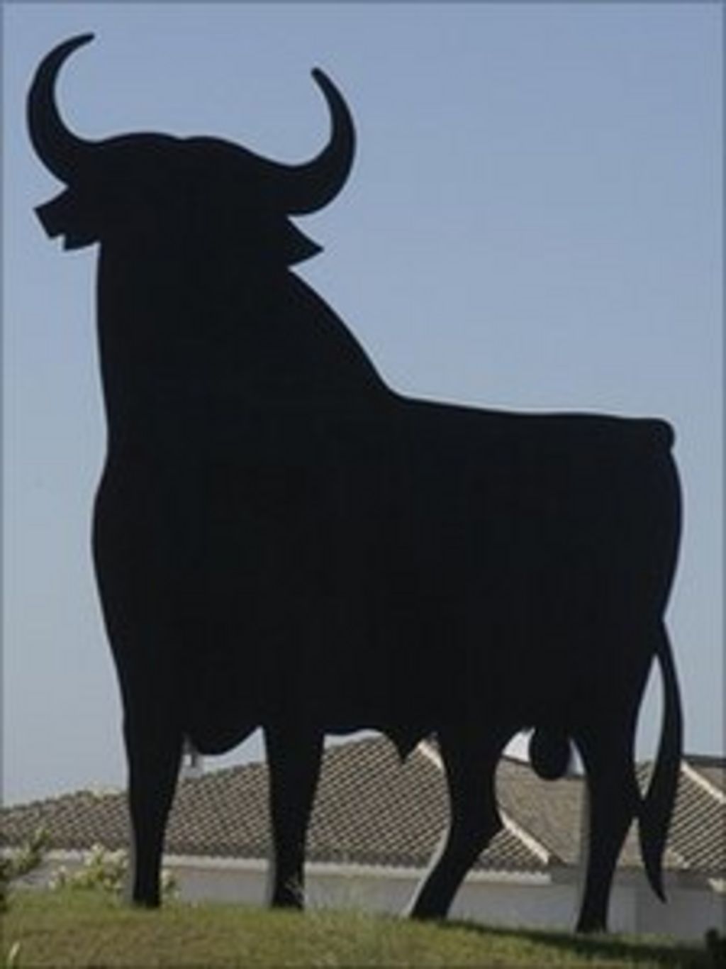 Spanish Osborne bull going up in Melilla in North Africa - BBC News