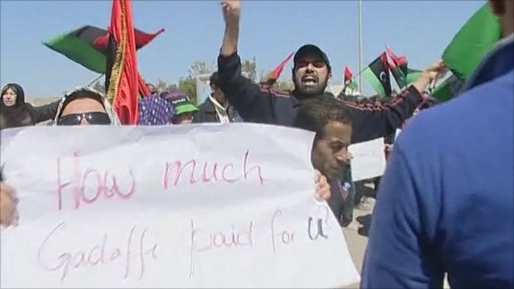 Libya: African Union peace plan met with protests - BBC News