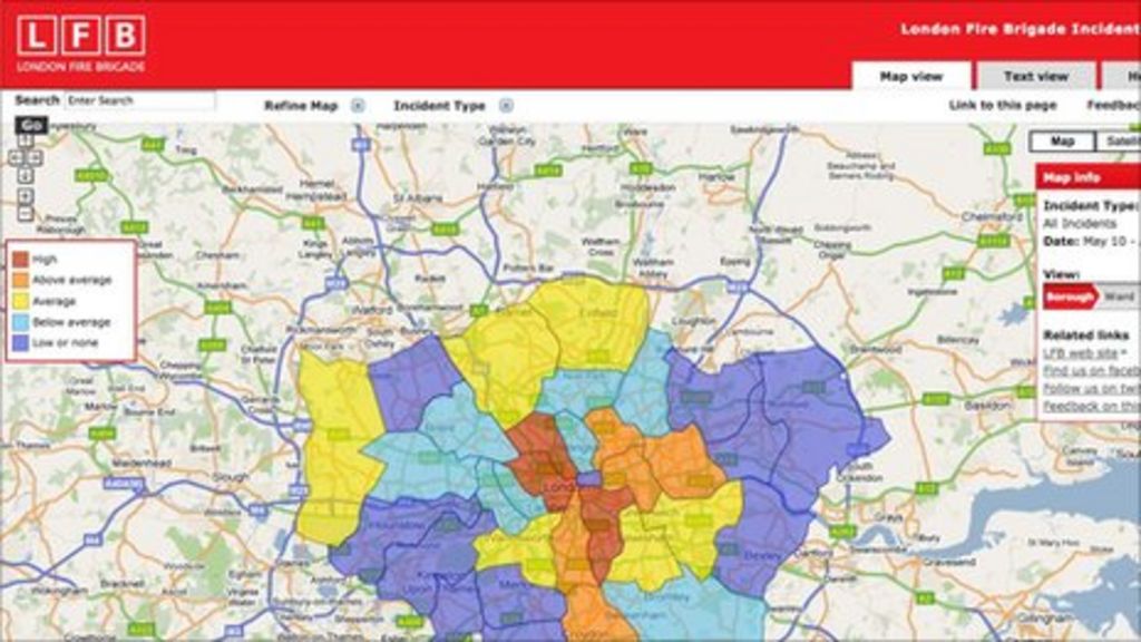 'First' fire incidents map goes online in London - BBC News