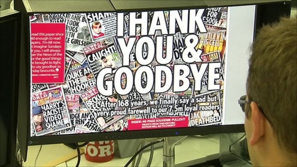 News of the World front page sent to print a final time - BBC News