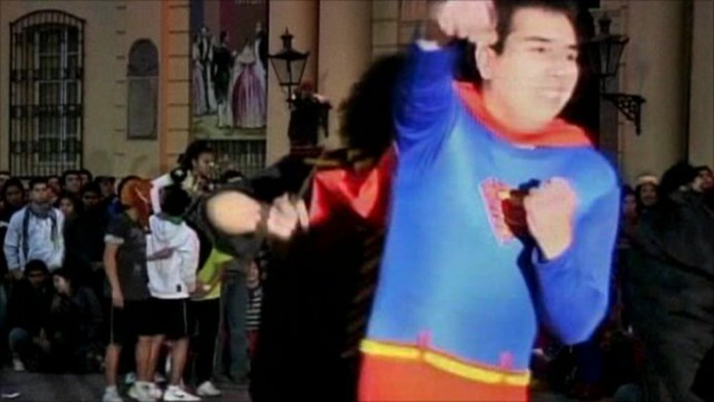 Student 'superheroes' protest in Chile - BBC News