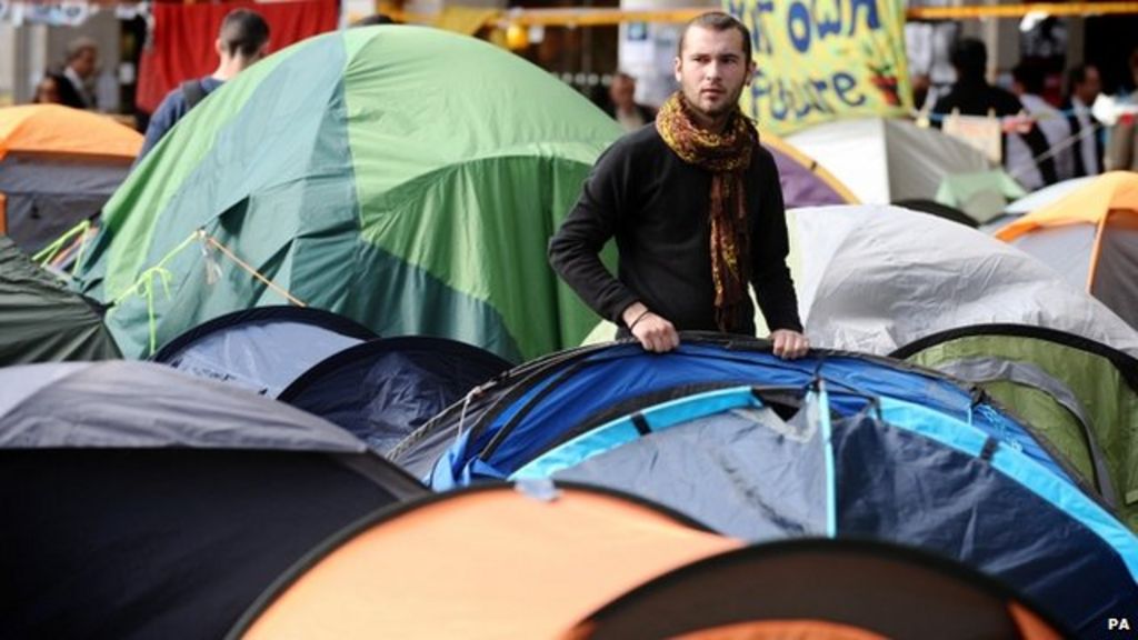 The tents are empty for a reason, says protester - BBC News