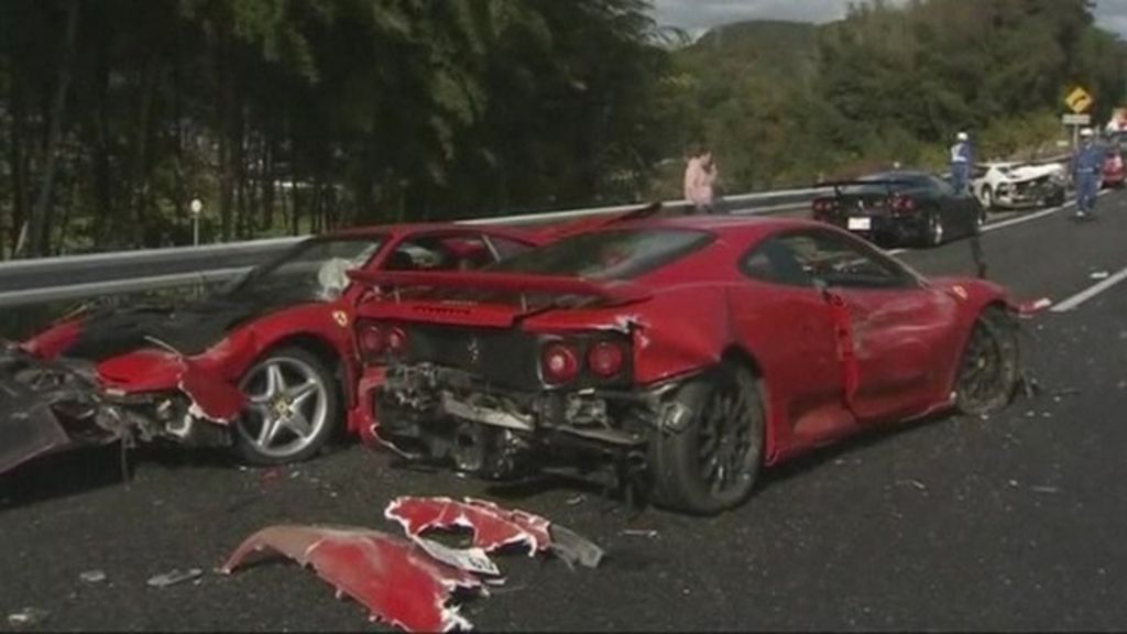 14 luxury sports cars involved in massive crash in Japan - BBC News