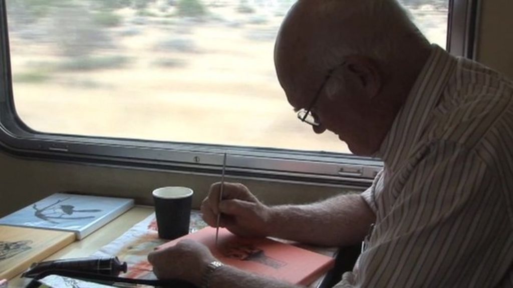 First Person: Painting on a train across the Australian Outback - BBC News