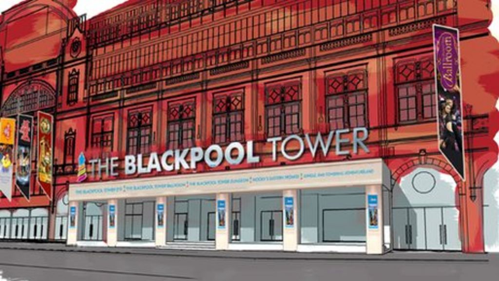 Blackpool Tower's frontage to be restored with glass canopy - BBC News