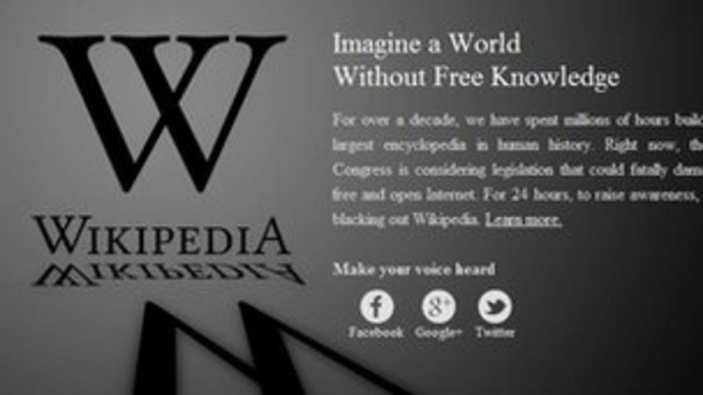Wikipedia joins blackout protest at US anti-piracy moves - BBC News