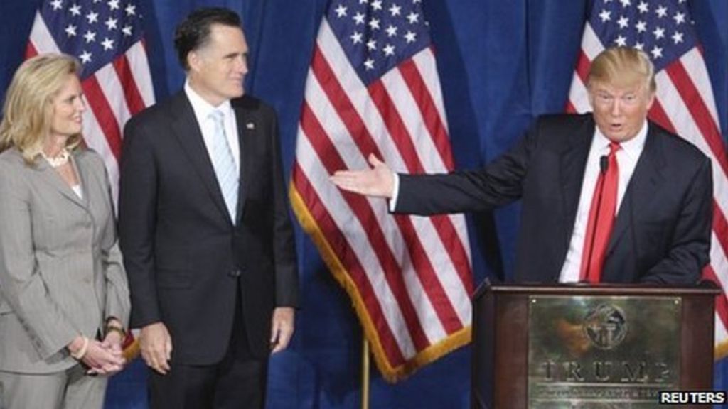 Donald Trump endorses Mitt Romney in Las Vegas - BBC News
