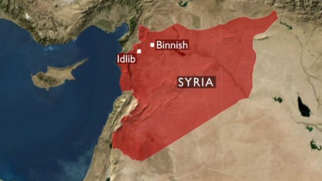 Northern town of Binnish under fire in Syria - BBC News