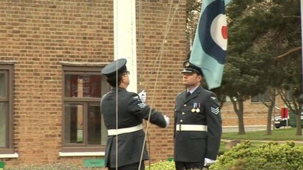 RAF flag taken down at Cottesmore for final time - BBC News