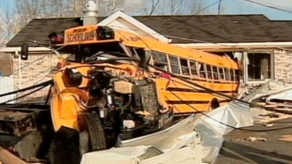 Dramatic footage of tornado throwing school bus in air - BBC Newsround