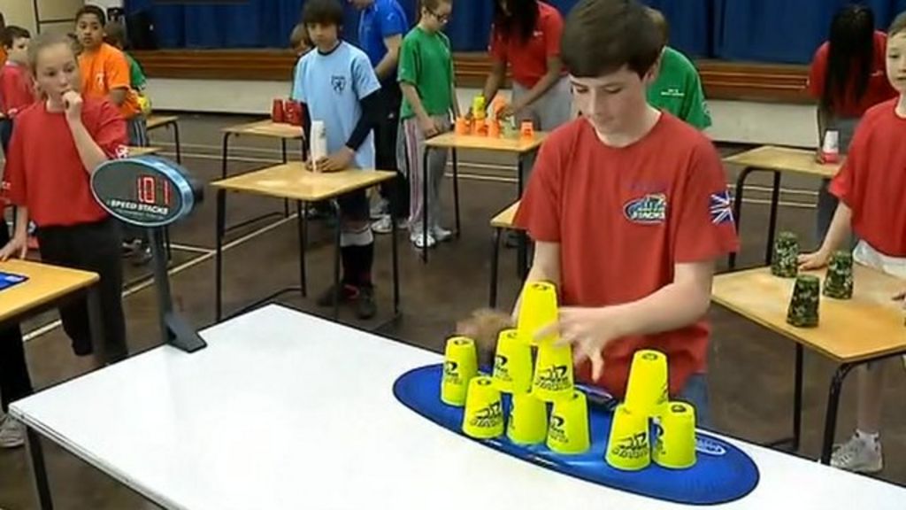 UK champion's speed stacking demo - BBC News