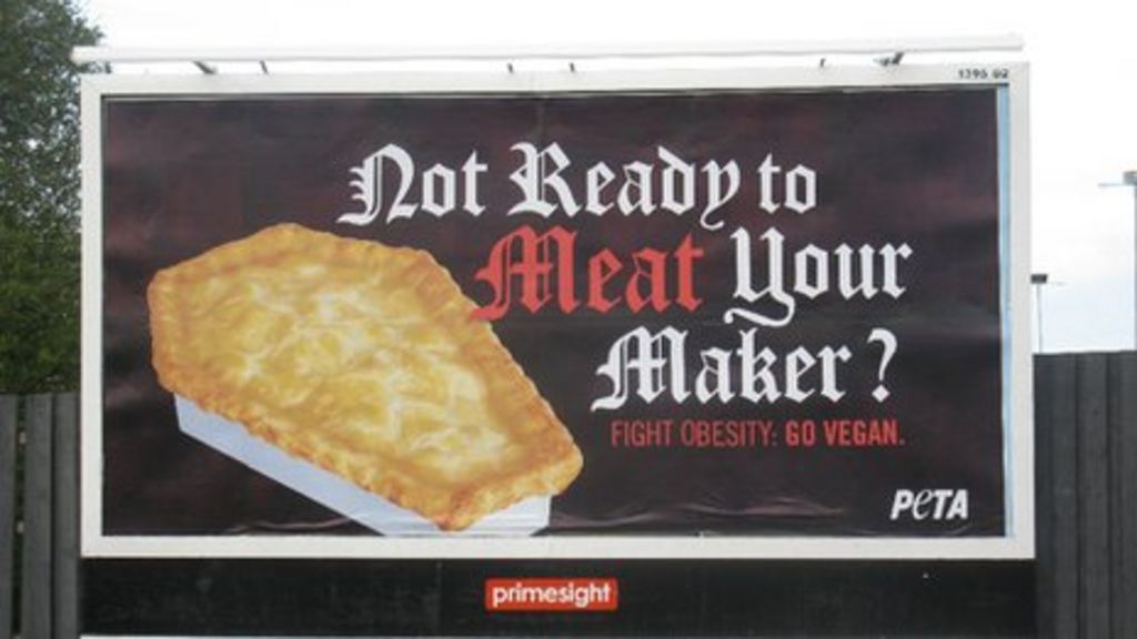 Peta's anti-meat advert in Gloucester slammed by obesity forum - BBC News