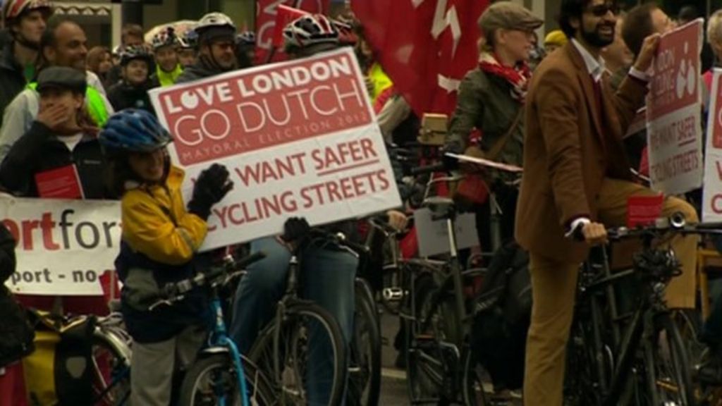 London bike rally bids to make cycle safety an election issue - BBC News