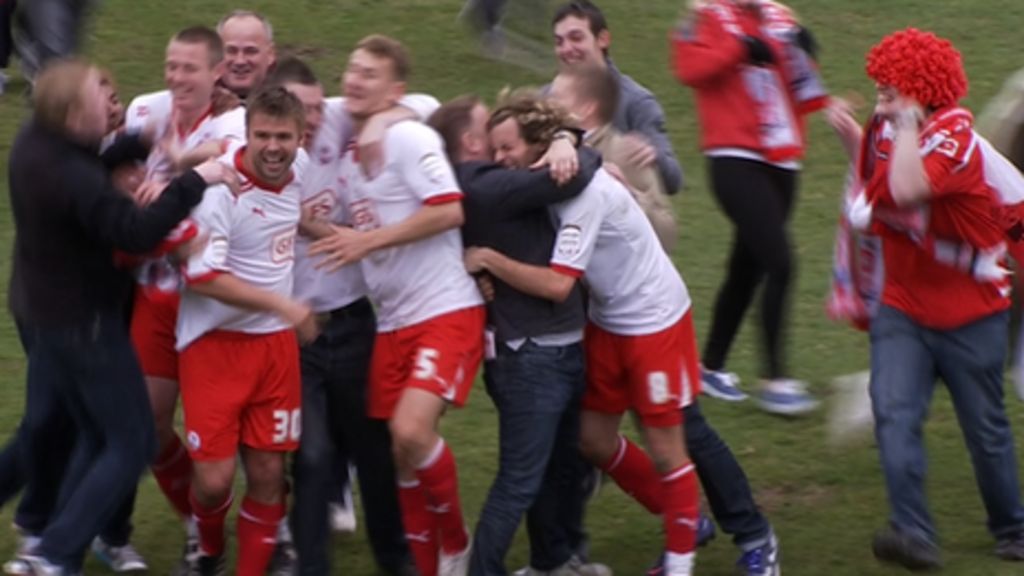 Crawley Town celebrate historic promotion to League One - BBC Sport
