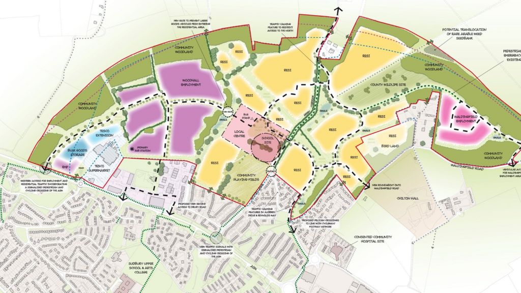 Sudbury's Chilton Woods development plans on display - BBC News