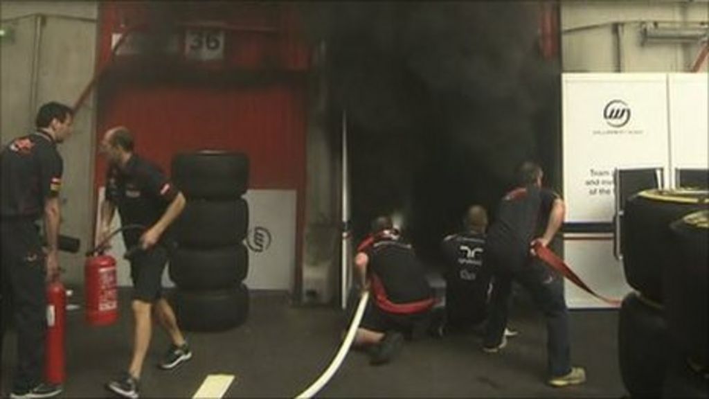 Fire in Williams garage sours Maldonado victory - BBC Sport