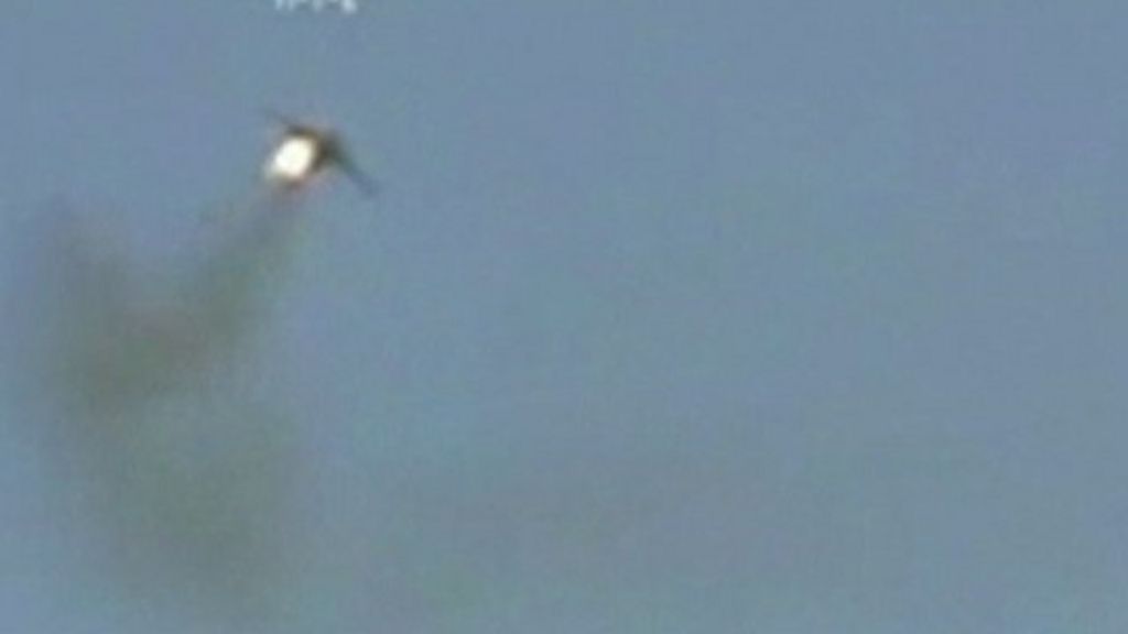Footage of jet bursting into flames - BBC News