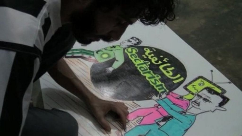 Syrian activist using art to protest against al-Assad - BBC News