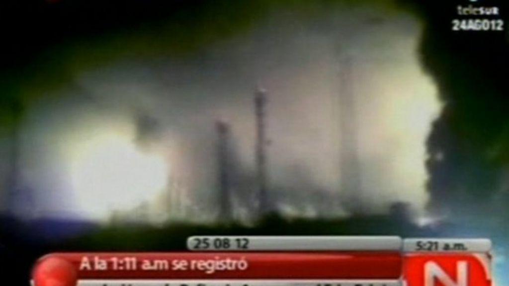 Scene of Venezuela refinery blast - BBC News